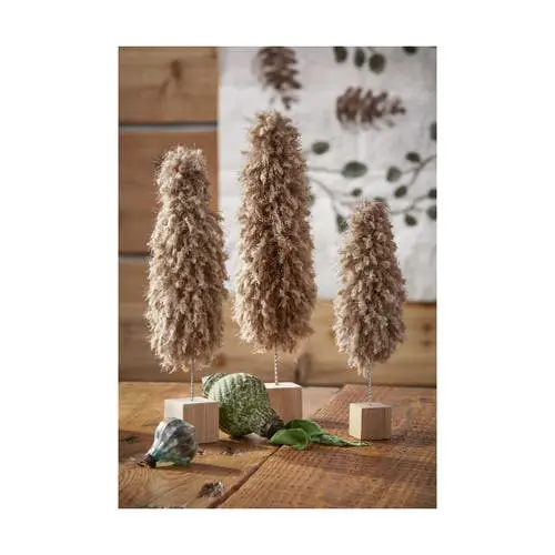 TAG Minky Fleece Tree Sculpture Taupe Holiday Decor
