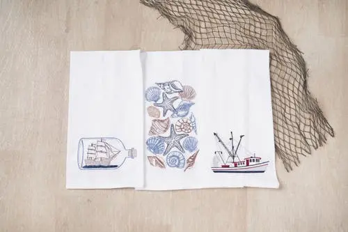 C&F HOME Shrimp Boat Kitchen And Bathroom Embroide Hand Towel