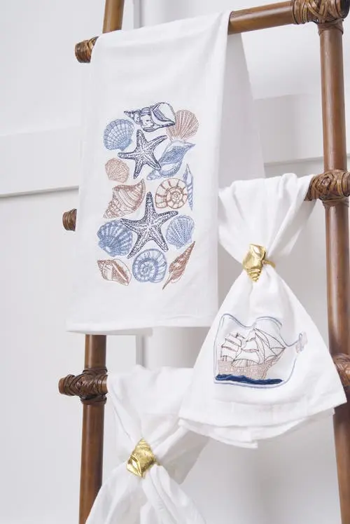 C&F HOME Shrimp Boat Kitchen And Bathroom Embroide Hand Towel
