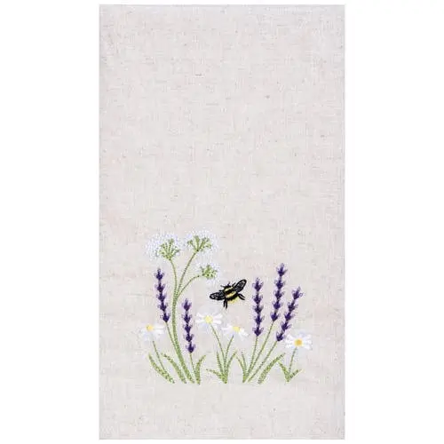 C&F HOME Lavender & Bee Garden Kitchen And Bathroom Embroidered Hand Towel - Purple