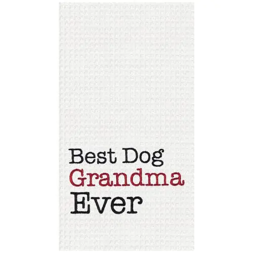 C&F HOME Dog Grandma Kitchen And Bathroom Embroide Waffle Hand Towel - Red