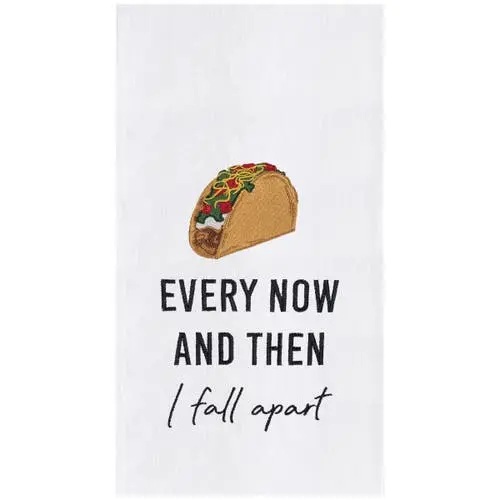 C&F HOME Taco "every Now And Then I Fall Apart" Funny Humorous 100% Cotton Flour Sack Kitchen Dishtowel - Yellow