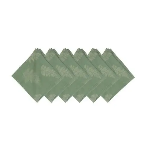 C&F HOME Botanical Jacquard Woven Reversible Machine Washable Hemstitch Napkins Set Of 6 - Green