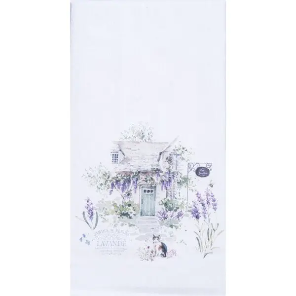 C&F HOME 27" X 18" Lavender Cat Villa Jardin De Fleurs Kitchen And Bathroom Graphic Print Hand Towel - Purple
