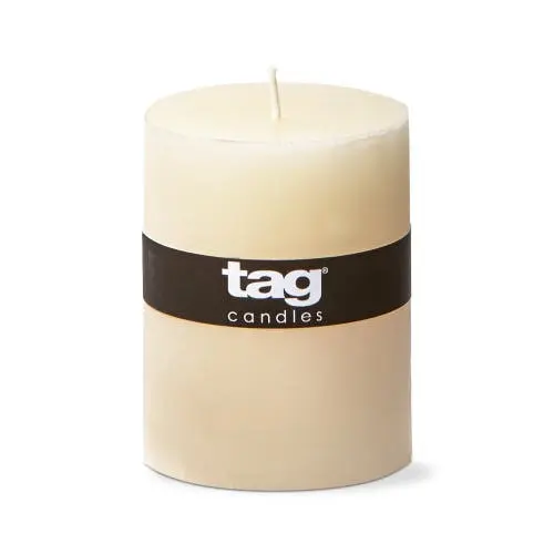 TAG Ivory Pillar Candles Unscented Long Burning Set Of 6