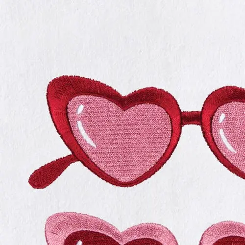 C&F HOME Heart Glasses Embroidered 100% Cotton Flour Sack Valentine's Day Dishtowel