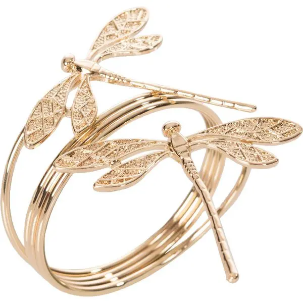 C&F HOME Dragonflies Tabletop Set Of 4 Napkin Rings - Gold