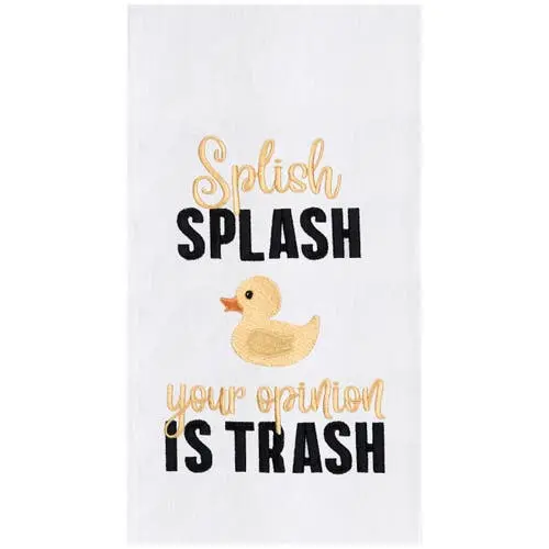 C&F HOME Splish Splash Kitchen And Bathroom Embroidered Hand Towel - Yellow
