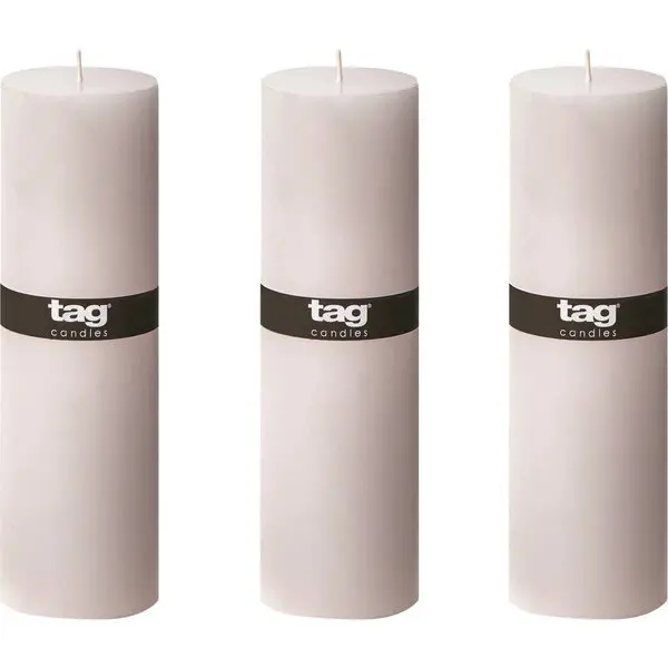 TAG Chapel Pillar Decorative Wax Candle Set Of 3 Unscented - White