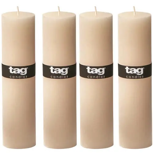 TAG Chapel Ivory Pillar Candles Unscented Long Burning Set Of 4 - Beige