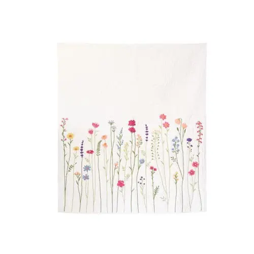 C&F HOME 50" X 60" Botanical Field Floral Embroidered Quilted Throw Blanket