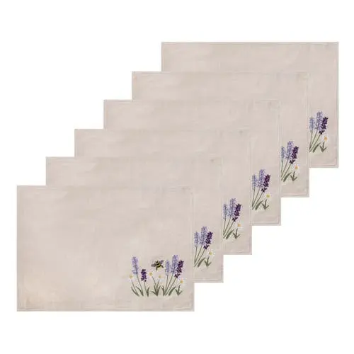 C&F HOME Lavender & Bee Garden 100% Cotton Set Of 6 Placemats 14" X 20 - Yellow