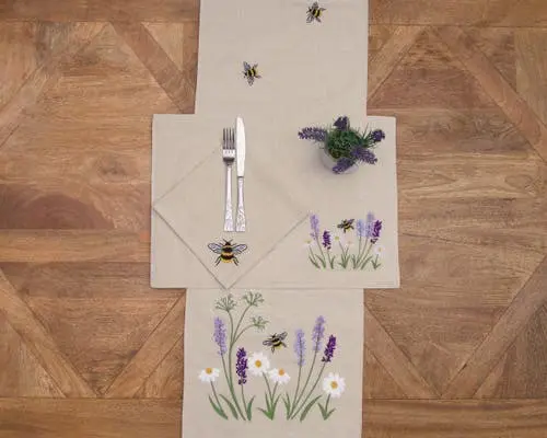 C&F HOME Lavender & Bee Garden 100% Cotton Set Of 6 Placemats 14" X 20