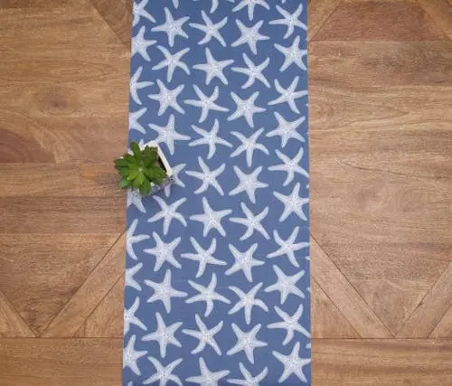 C&F HOME Calming Seas Starfish Reversible Graphic Print Machine Washable Table Runner 14" X 72