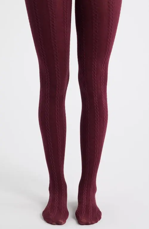 Nordstrom Cable Knit Tights - Burgundy