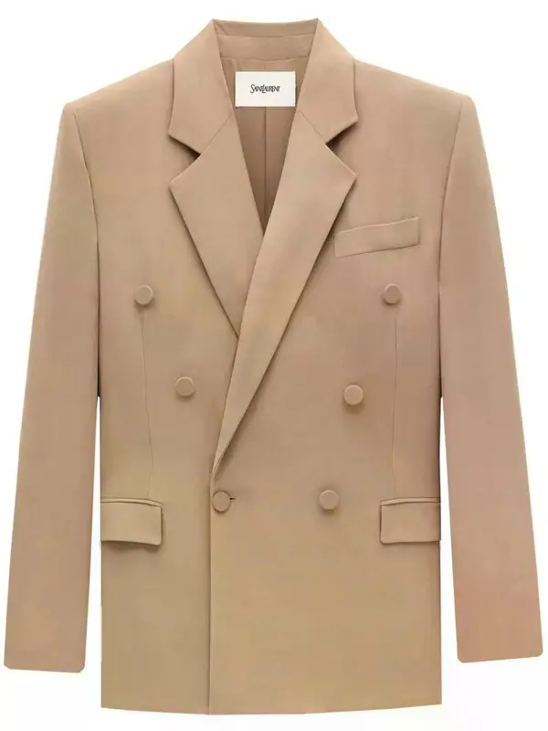 Saint Laurent Silk Crepe Blazer - Neutrals