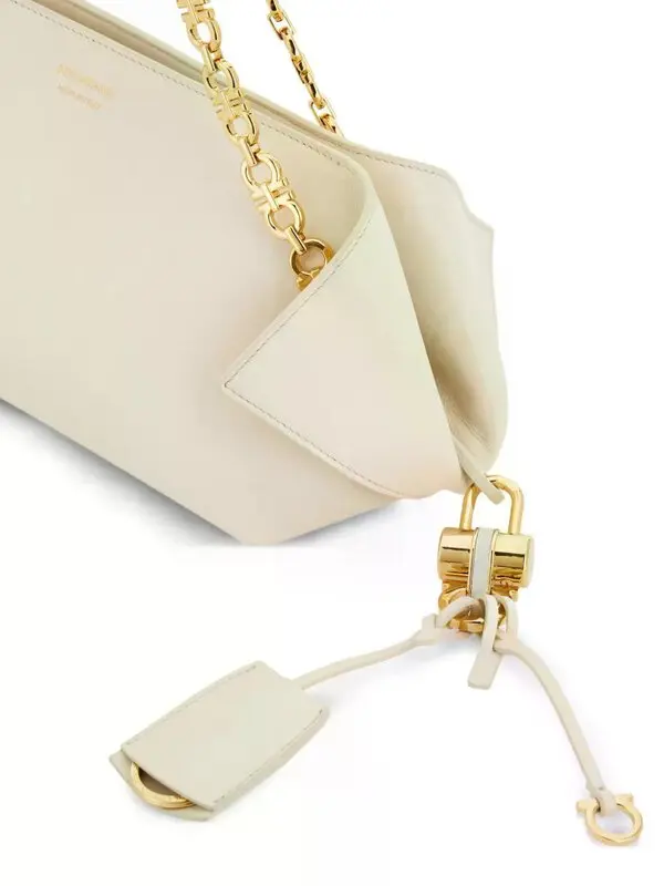 FERRAGAMO Small Gancini-chain Shoulder Bag - Neutrals