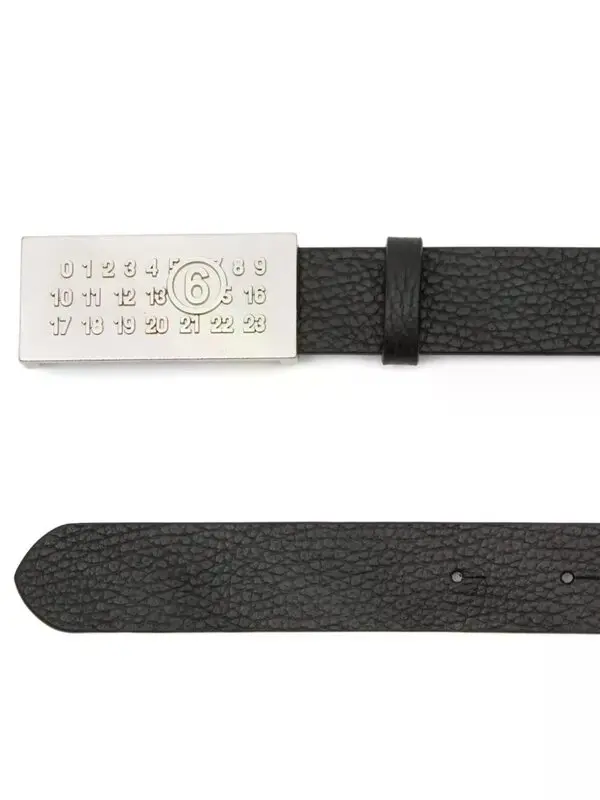 MAISON MARGIELA Numeric Plaque Leather Belt - Black