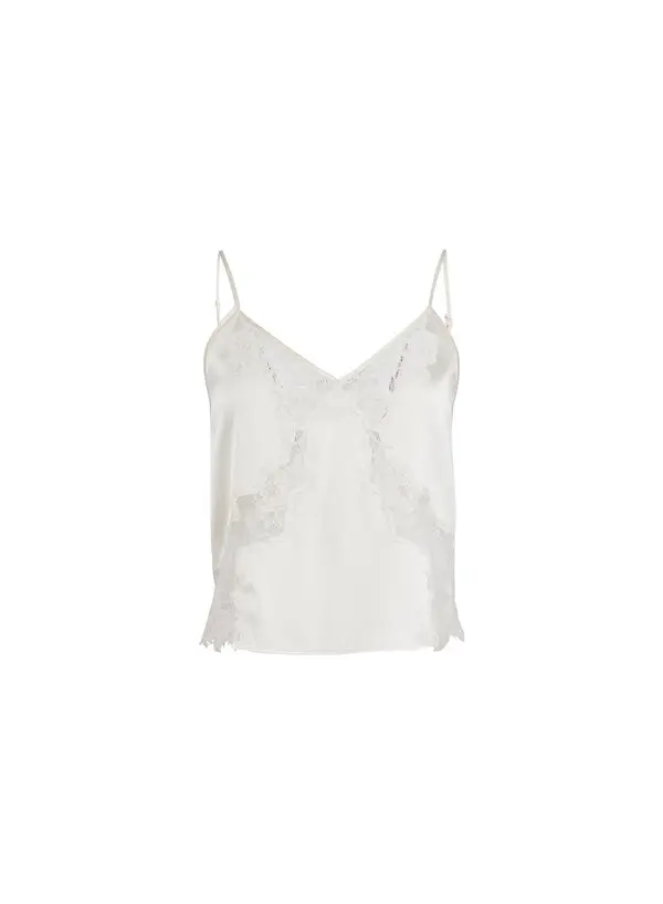 FLEUR DU MAL Juliet Lace Silk Camisole - Vanilla