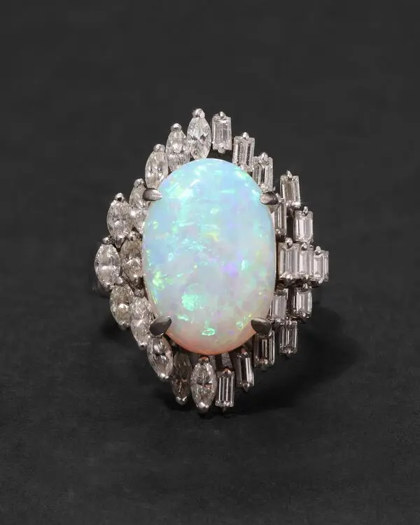 Alexis Bittar Vintage 1950s Opal And Diamond Ring - Gold