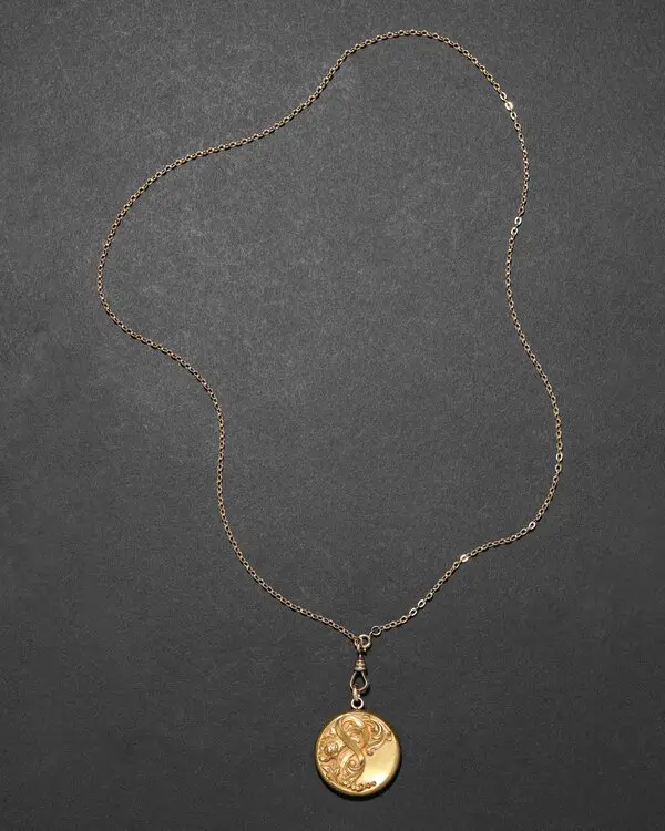 Alexis Bittar Antique Victorian 14k Filled Locket Necklace - Gold
