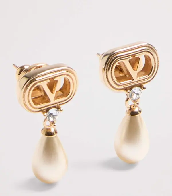 Valentino Garavani Crystal Logo Earrings - Gold