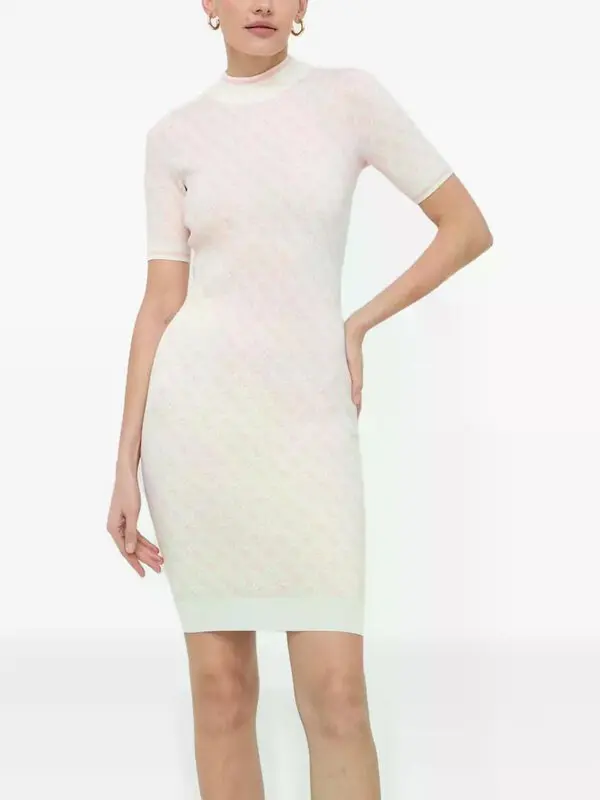 Guess Patterned Short Sleeve Dress - Neutrals