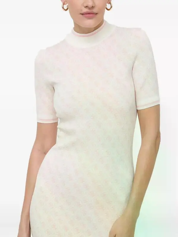 Guess Patterned Short Sleeve Dress - Neutrals