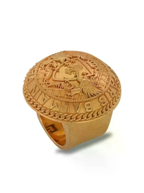 Balmain Engraved Logo Round Ring