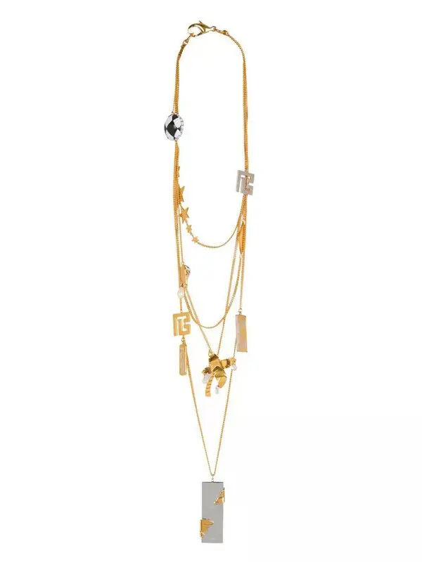 Balmain Miami Embellished Sautoir Necklace - Gold