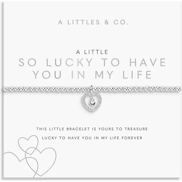 A LITTLES & CO A Little 'so Lucky To Have You In My Life' Bracelet - Metallic Silver
