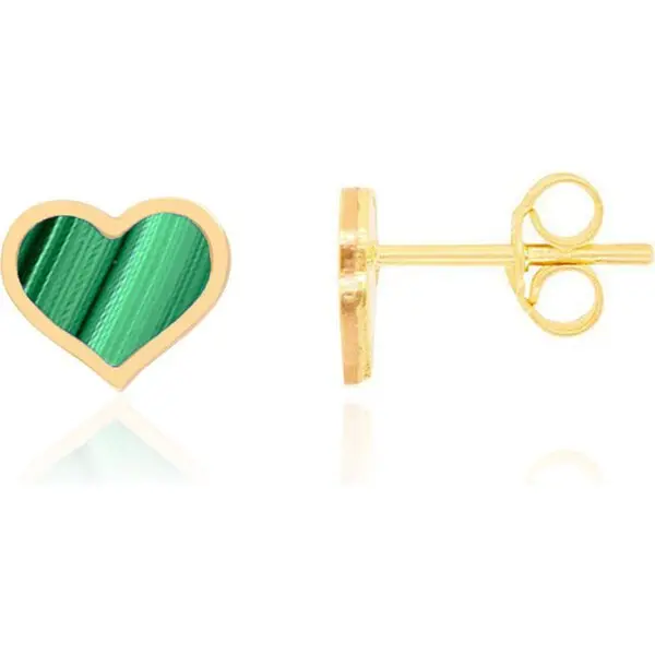 THE LOVERY FINE JEWELRY Heart Stud Earrings - Malachite