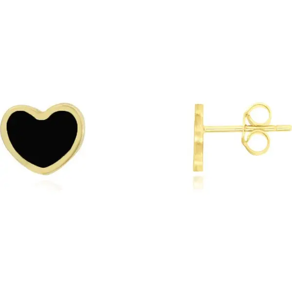 THE LOVERY Mini Heart Stud Earrings - Onyx