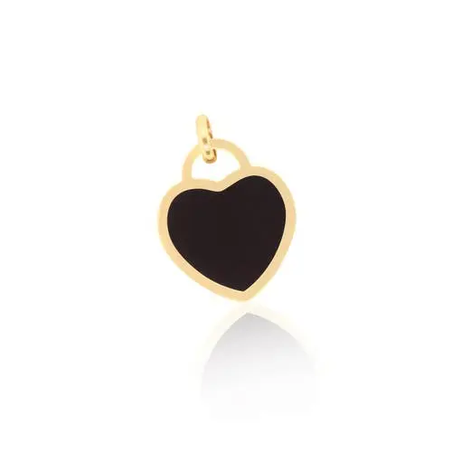 THE LOVERY Heart Padlock Charm - Onyx