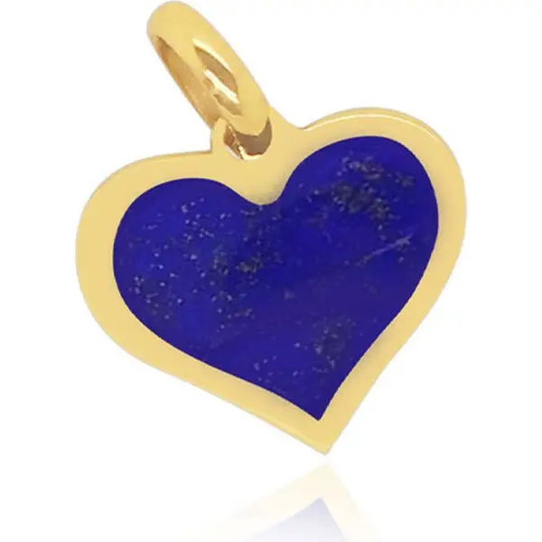 THE LOVERY FINE JEWELRY 14k Yellow Gold Heart Charm With - Lapis