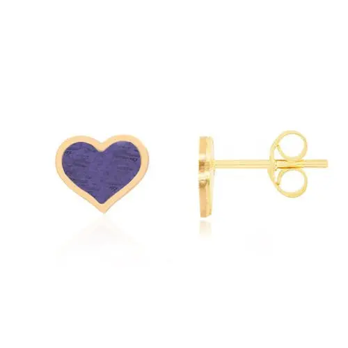 THE LOVERY Heart Stud Earrings - Amethyst