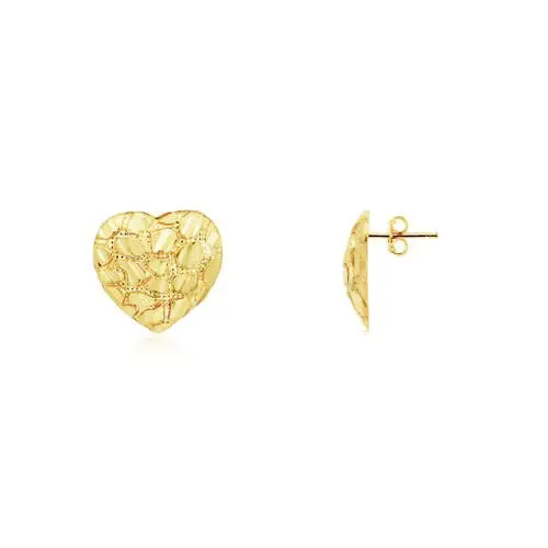 THE LOVERY FINE JEWELRY Gold Rockstud Heart Stud Earrings - Yellow Gold