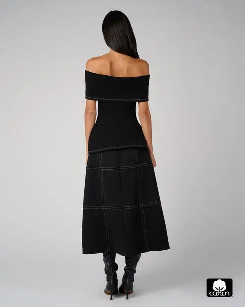 WeWoreWhat A-line Contrast Stitch Skirt