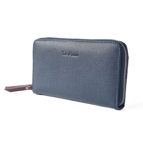 TIN MARIN Camila Large Leather Wallet - Navy Blue