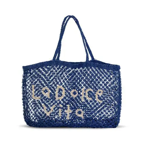 TIN MARIN La Dolce Vita Woven Jute Tote - Blue