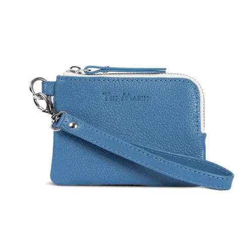 TIN MARIN Gina Leather Top Zip Wallet - Stone Blue
