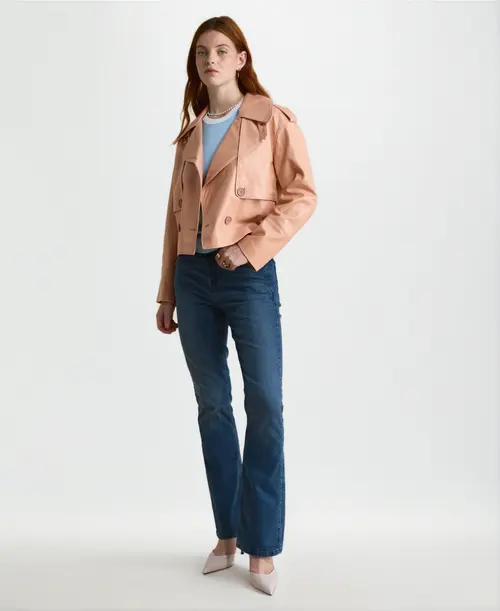 FURNIQ UK Lola Leather Jacket - Peach