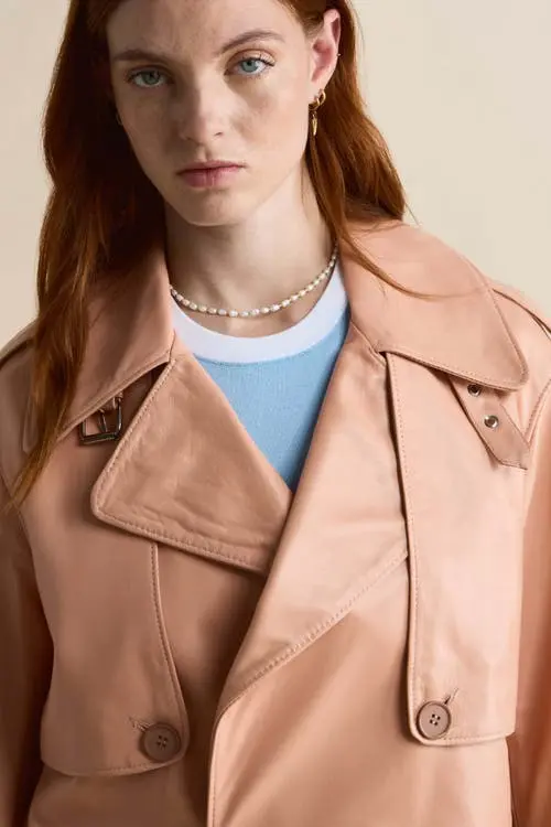 FURNIQ UK Lola Leather Jacket - Peach
