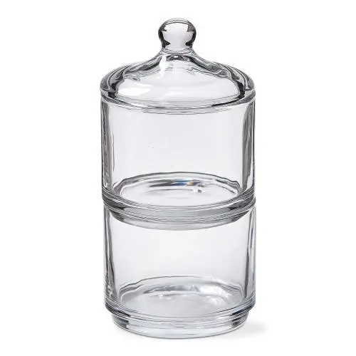 TAG Glass Stacking Jar With Lid Decorative Kitchen Canister - White