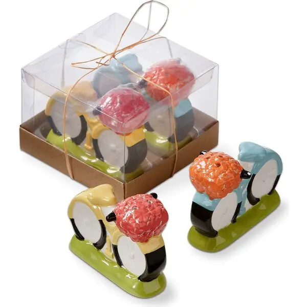 TAG Flower Basket Ceramic Salt And Pepper Shakers Set Of Two - Multicolored