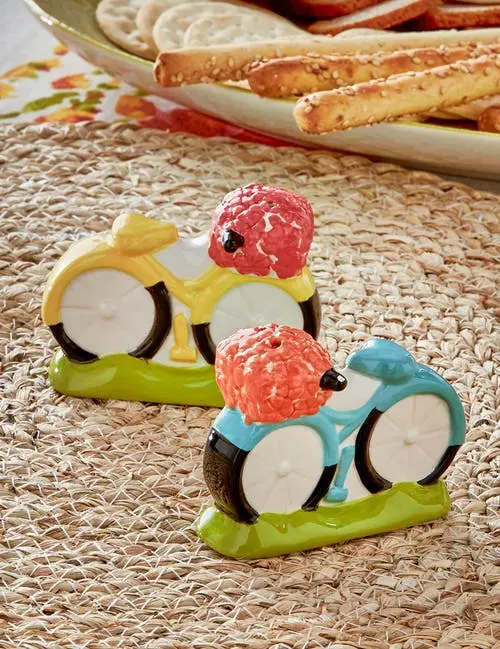 TAG Flower Basket Ceramic Salt And Pepper Shakers Set Of Two