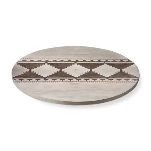 TAG Wood Lazy Susan Serving Tray For Summer Entertaining - Gray