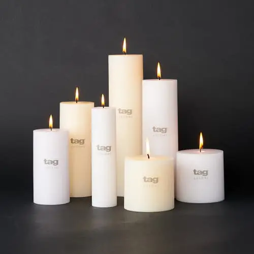 TAG Chapel Pillar Candles Unscented Long Burning Set Of 4
