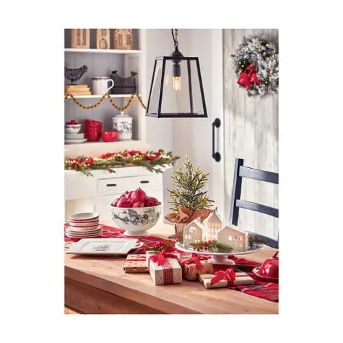 TAG Farmhouse Christmas Earthenware White Pedestal Bowl