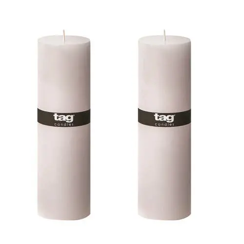 TAG Ivory Pillar Wax Candle Set Of 2 Unscented Long Burning - White